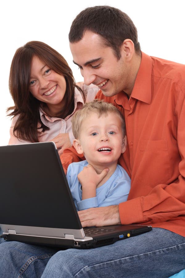 Family using laptop stock photo. Image of children, mail - 3158768