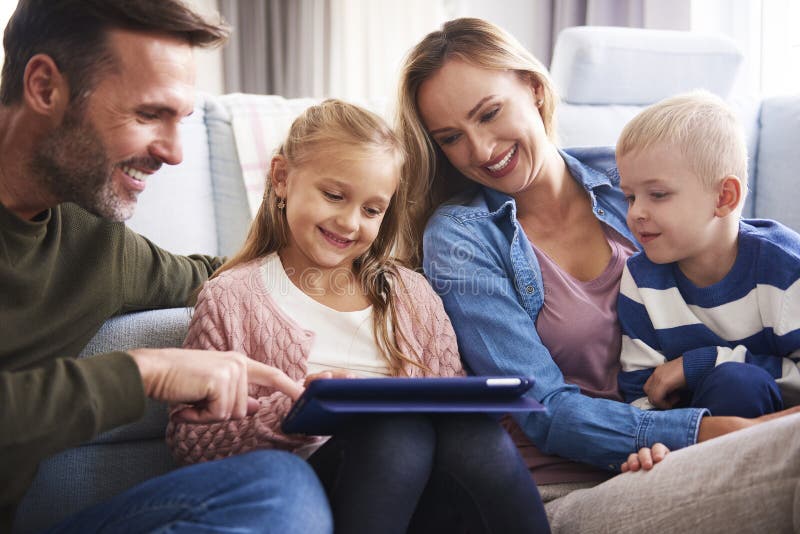 Family using a tablet stock photo. Image of horizontal - 172213762