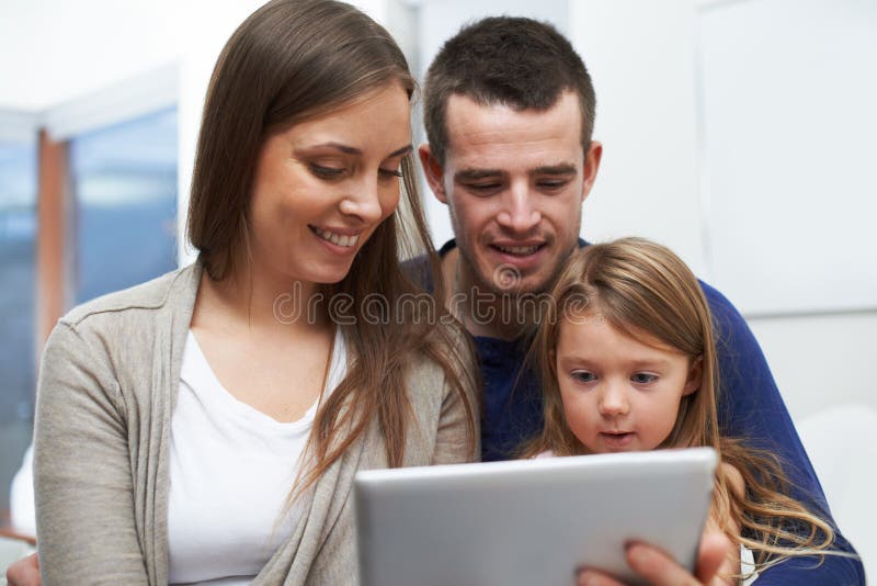 Technology Helps Us Connect with Family. a Family Using Their New ...