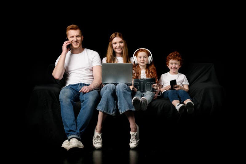 Family Using Various Digital Devices Stock Photo - Image of children ...
