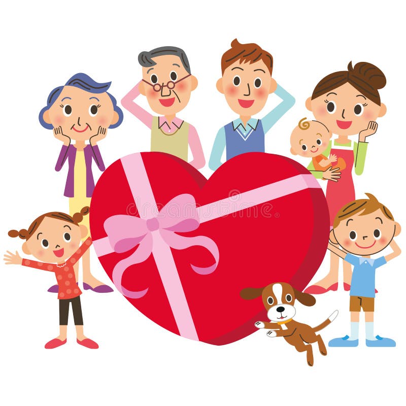 Heart and Three-generation Family Stock Vector - Illustration of daddy ...