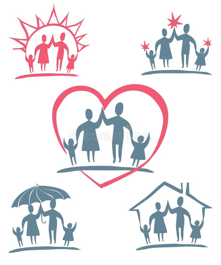 My Family. Vector Icon Set. Stock Illustration - Illustration of ...