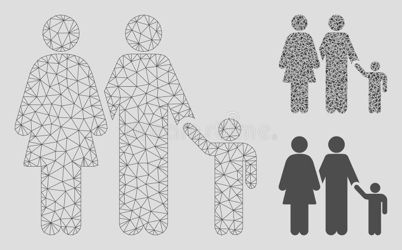 Family Vector Mesh Network Model and Triangle Mosaic Icon Stock Vector ...