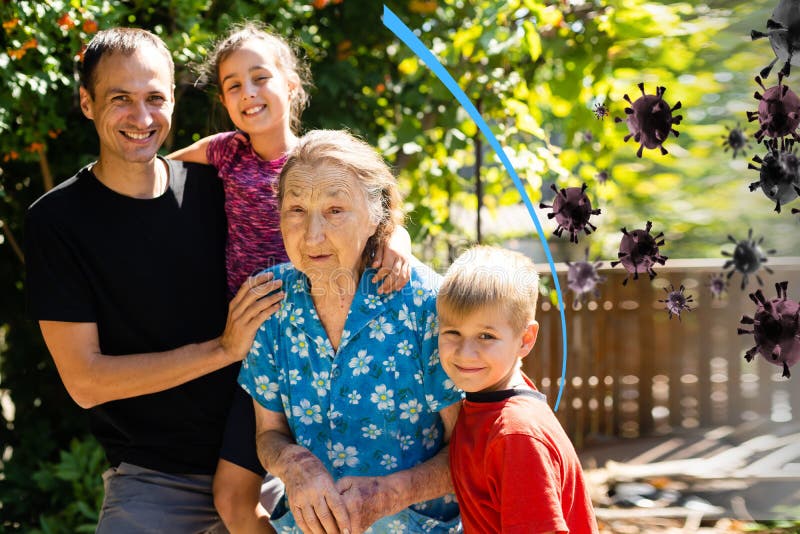 Family with Virtual Barrier As Virus Protection Stock Image - Image of ...