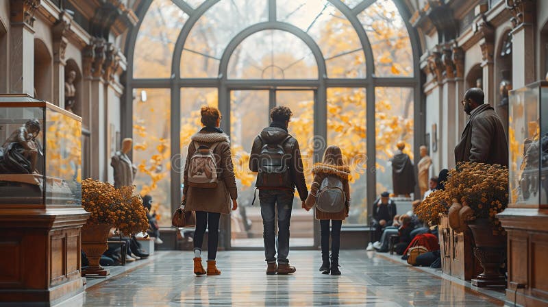 A Family Visiting a Museum or Cultural Center. Stock Photo - Image of ...
