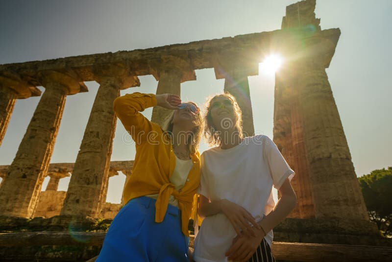 Family Visits an Ancient Temple Stock Photo - Image of archeology ...