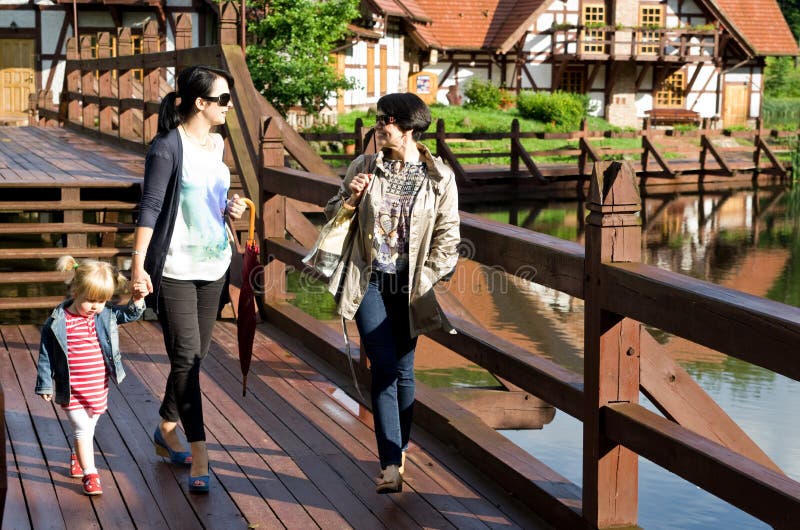 Family walk stock image. Image of happily, three, country - 25702697