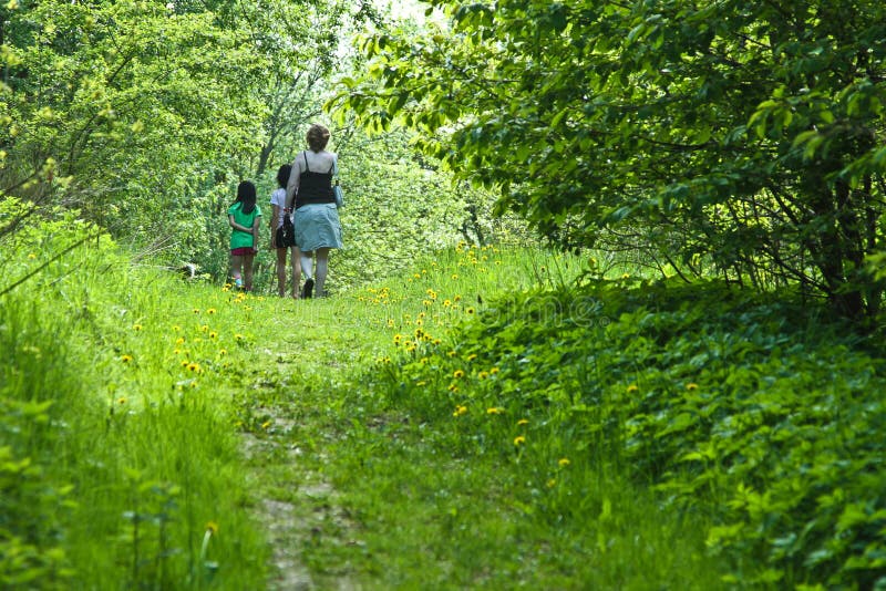 Family walk stock photo. Image of children, family, green - 27125372