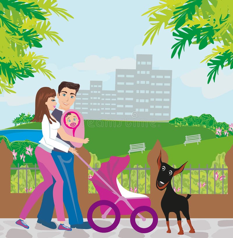 Family walk stock vector. Illustration of colleague, cartoon - 66134531