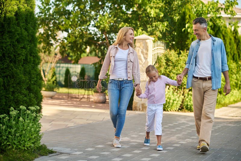 Young Family Having a Walk and Enjoying Stock Image - Image of leisure ...