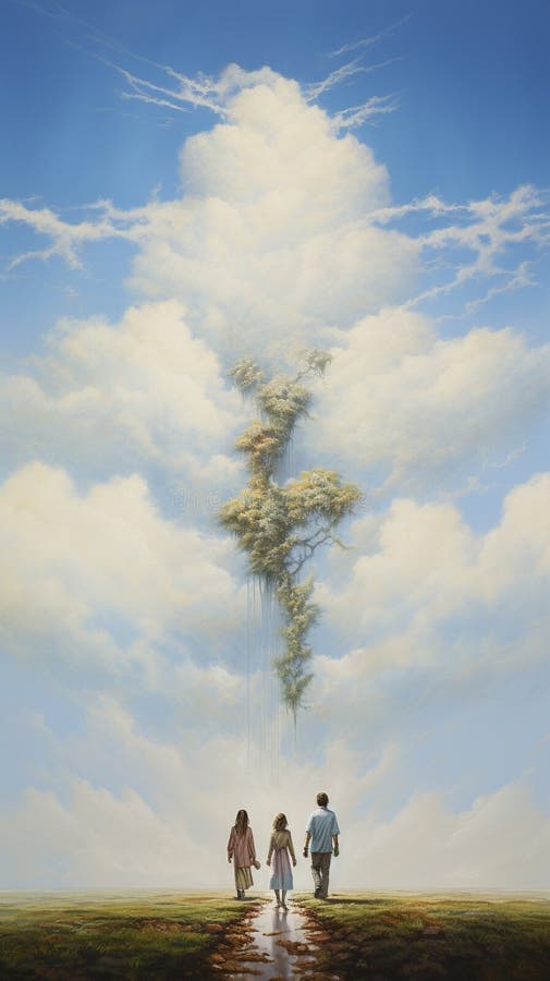 A Family Walking To Heaven Generative AI Stock Illustration ...