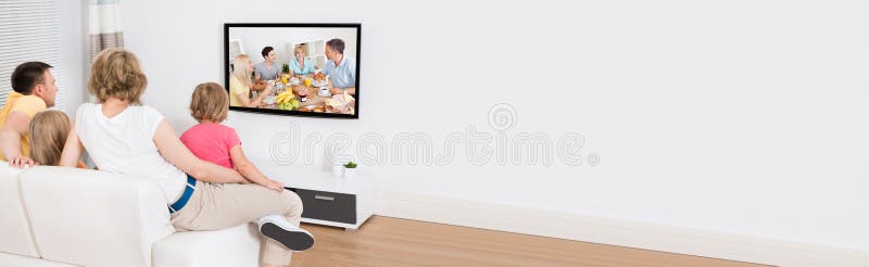 Family Watching TV Soap Opera Stock Photo - Image of couple, women ...