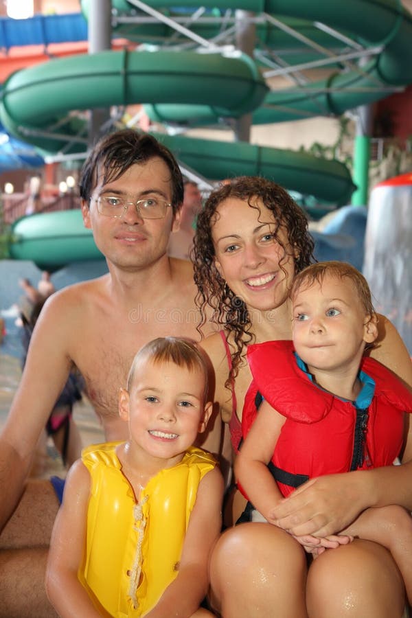 Family in the water park stock image. Image of playground - 2987991