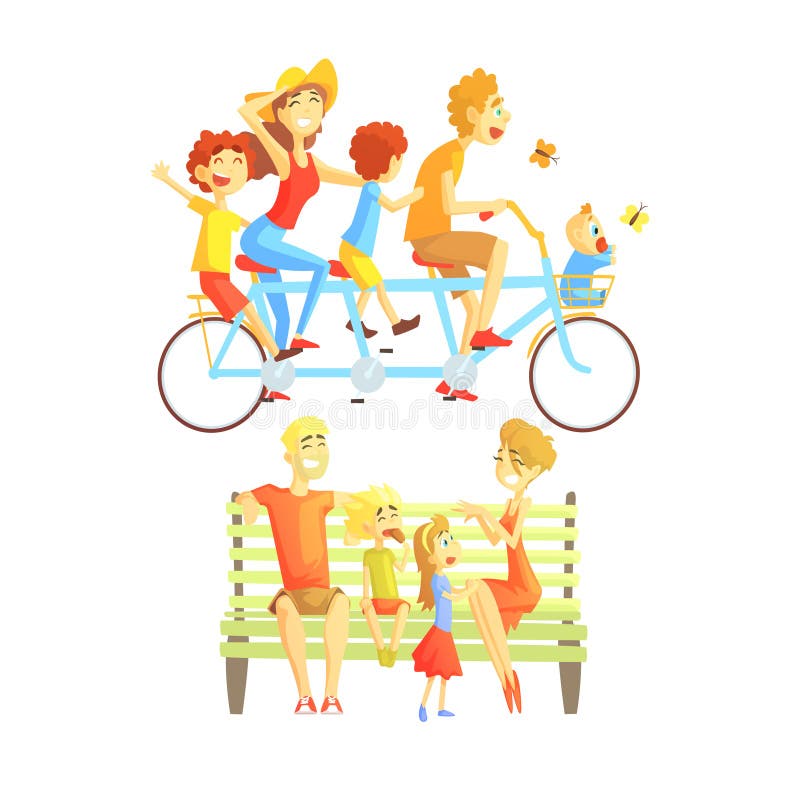 Family Weekend Outdoors Illustration Stock Vector - Illustration of ...