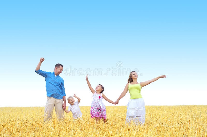Family in a wheat field stock photo. Image of male, person - 26114084