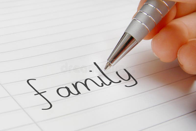 Family word handwriting stock photo. Image of choice - 44150564