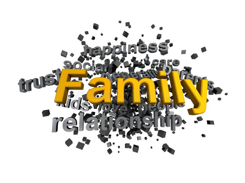 Family Word Art Text. Greeting Card Family Tree Sticker Element. Family ...