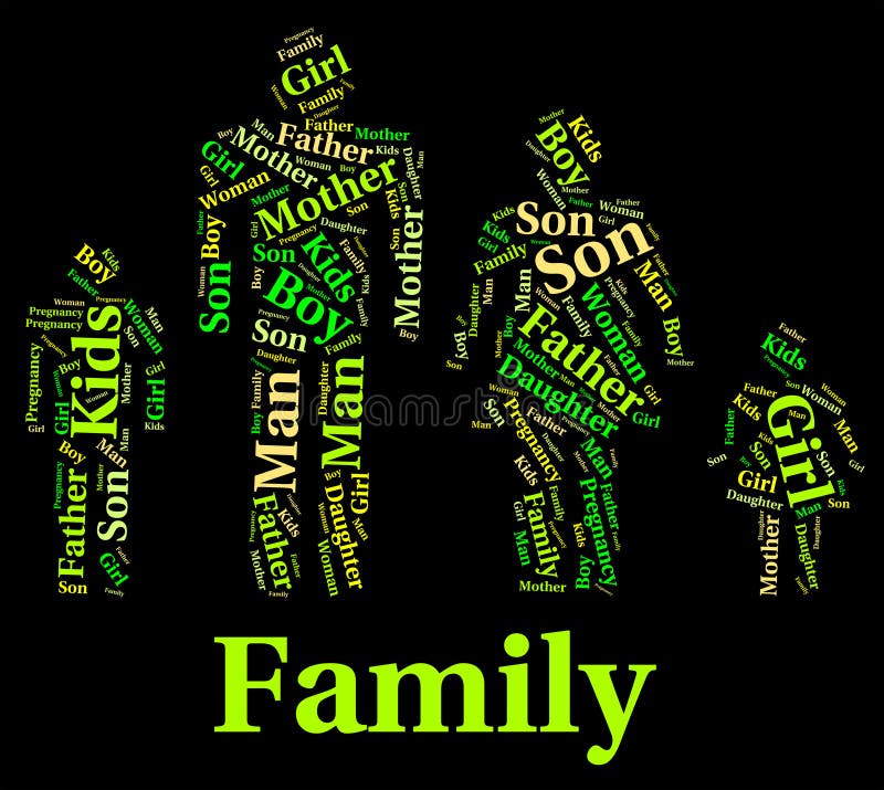 Family Words Represents Household Wordcloud and Relations Stock ...