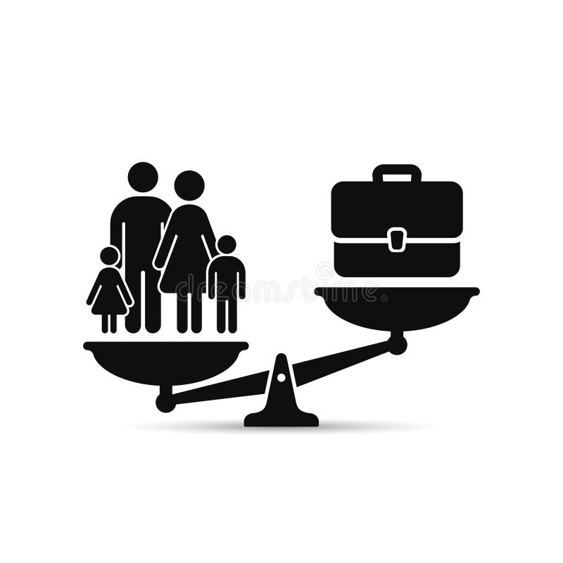 Family or Work Concept. Case and Family on Scales, Work and Life ...