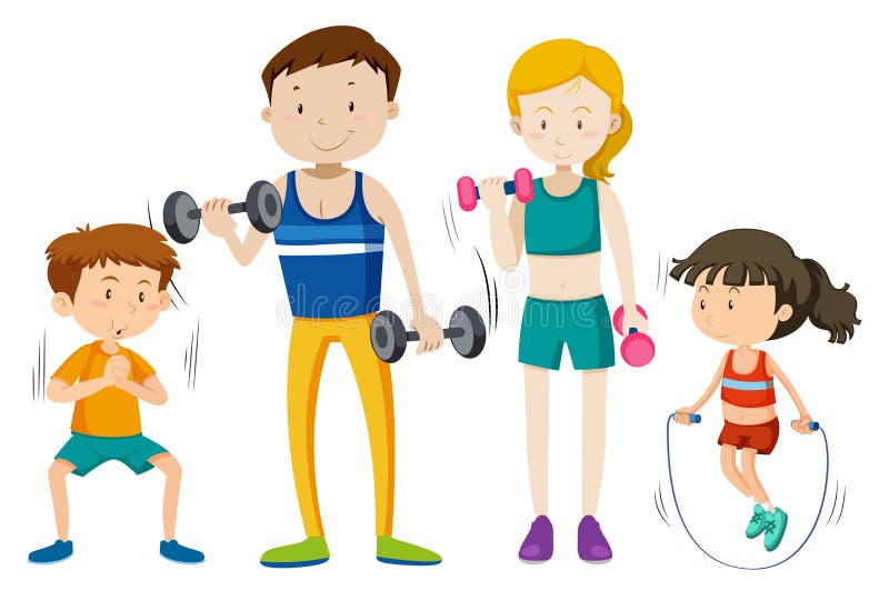 Family Workout Together on White Vackground Stock Vector - Illustration ...