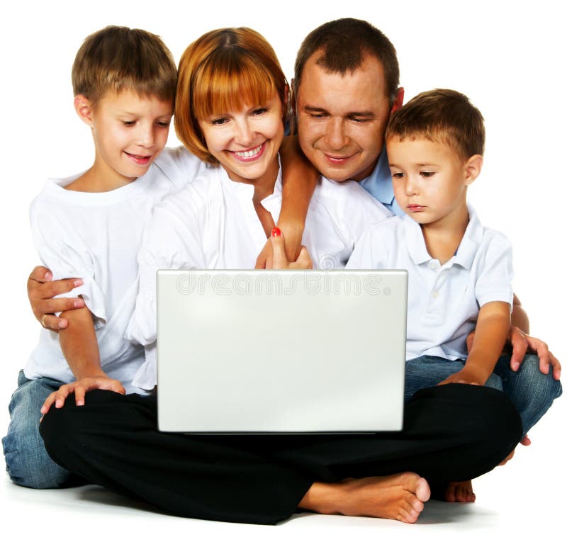 Family computer stock image. Image of cheerful, little - 13867377