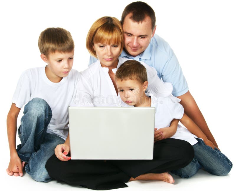 Family computer stock image. Image of cheerful, little - 13867377