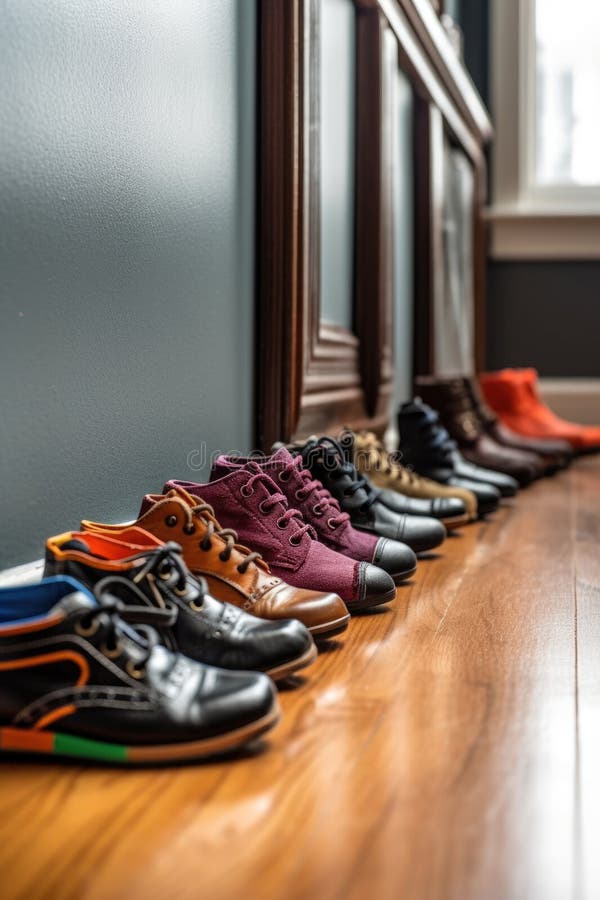Familys Shoes Lined Up, Showing Different Sizes Stock Illustration ...