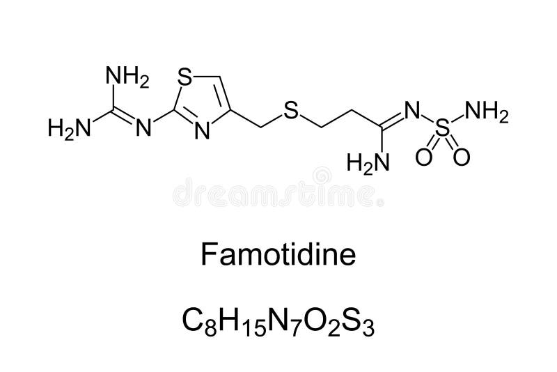 Famotidine, Chemical Formula and Structure Stock Vector - Illustration ...