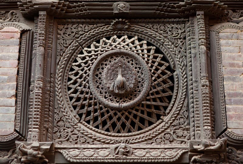Peacock Window in Bhaktapur, Nepal Stock Image - Image of hinduism ...