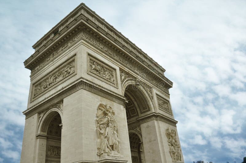 Famous Arc De Triomphe in Paris City Stock Photo - Image of dusk, arch ...