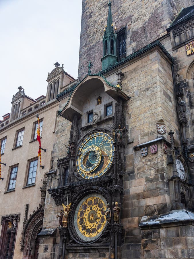 Famous Astronomical Clock Chimes in Prague on the Old Town Square Stock ...