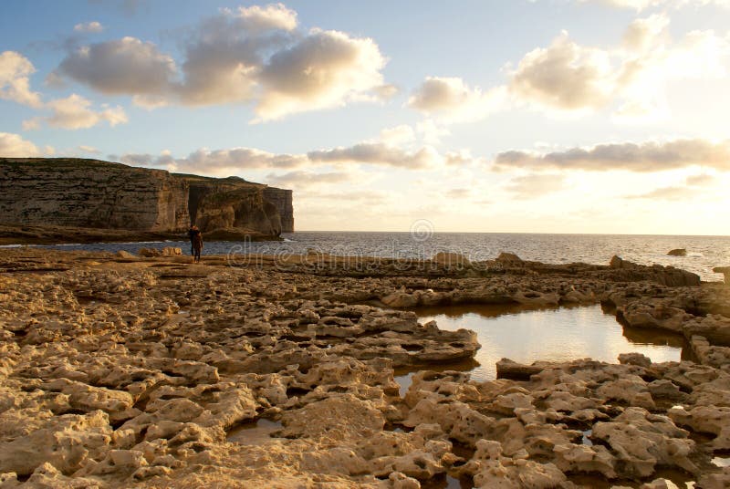 Famous Azure Window in Malta, Warm Sunlight Stock Image - Image of ...