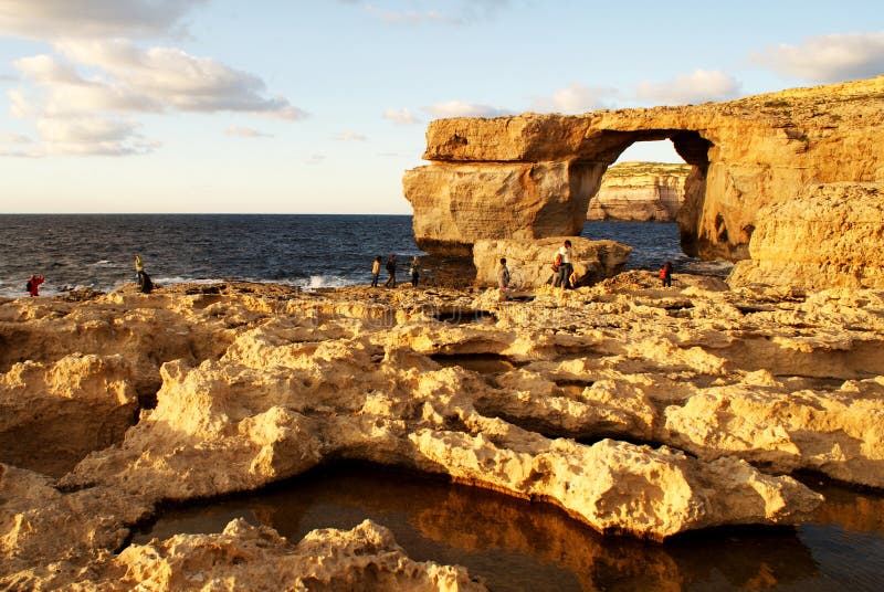 Famous Azure Window in Malta, Warm Sunlight Stock Photo - Image of ...