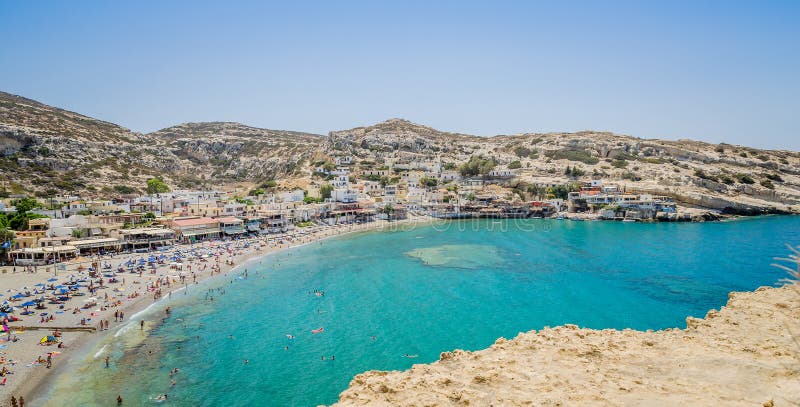 Famous Beach Matala, Greece Stock Image - Image of exotic, island: 47171895