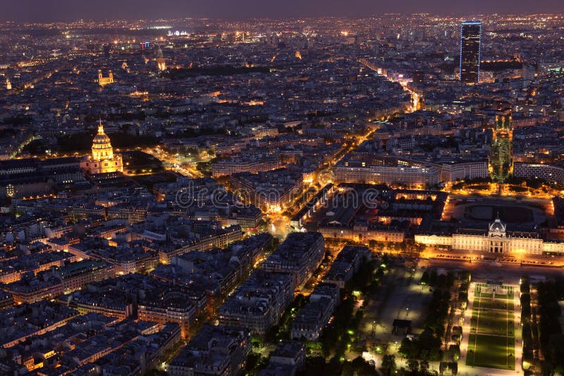 Famous and Beautiful Night View To Paris from the Eiffel Tower Stock ...