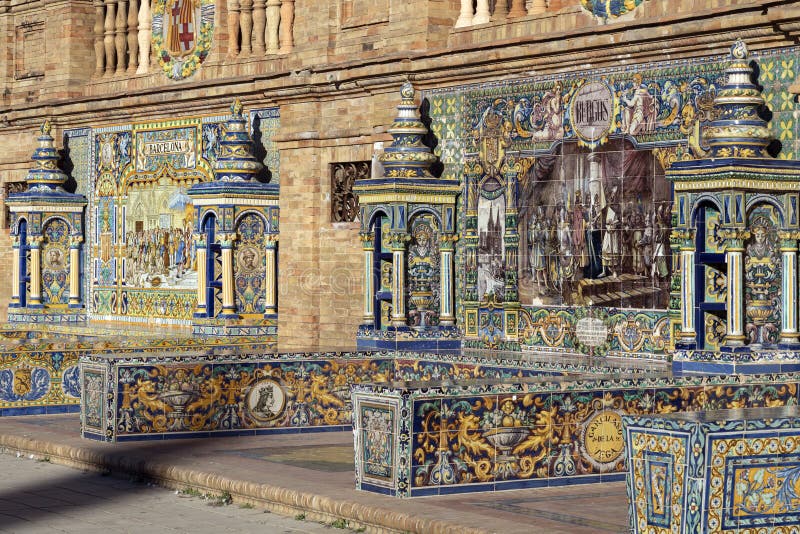 Famous Bench at Plaza De Espana, Sevilla Stock Image - Image of ...