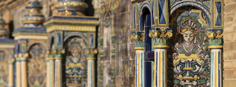 Famous Bench at Plaza De Espana, Sevilla Stock Photo - Image of ceramic ...