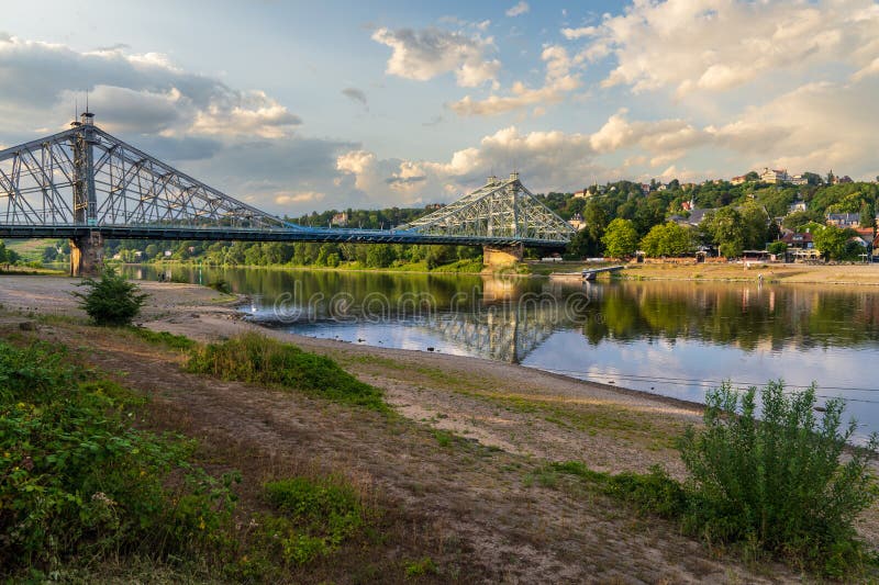 Famous Blue Wonder Bridge Elegantly Spans Elbe River in Dresden ...