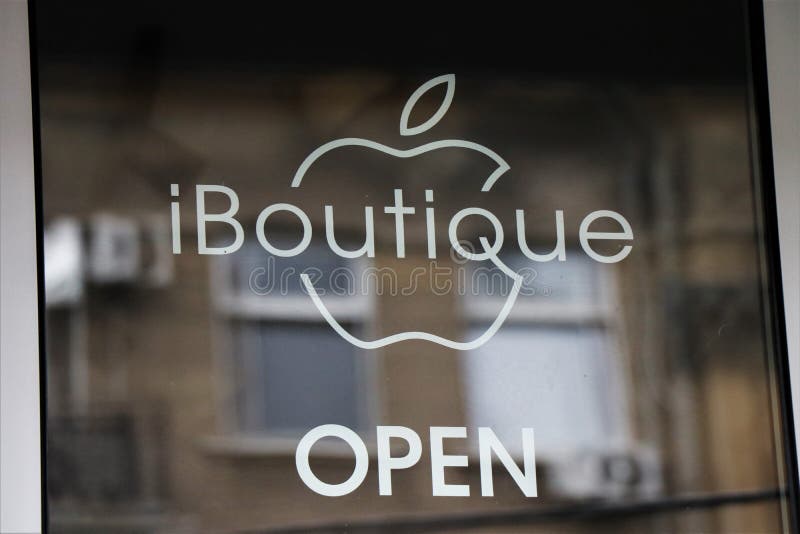 External Facade of an Apple Store and Service, with Brand Name and Logo ...