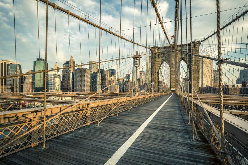 Famous Brooklyn Bridge in the Morning Stock Photo - Image of manhattan ...
