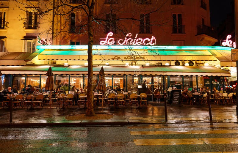 The Famous Cafe Le Select Decorated at Rainy Night , Paris, France ... The Famous Cafe Le Select Decorated at Rainy Night , Paris, France ...