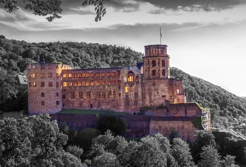 Famous Castle Ruins among Trees, Heidelberg, Germany Stock Photo ...