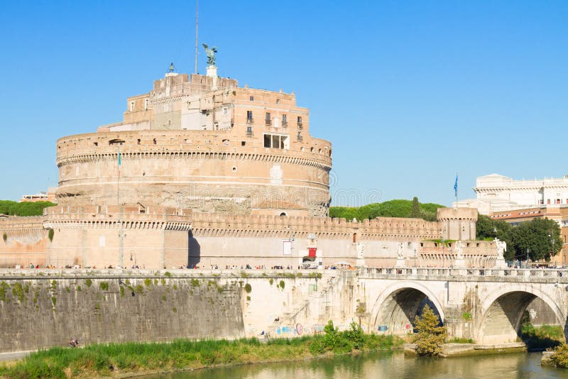 Castle St. Angelo, Rome, Italy Stock Image - Image of castle, bridge ...