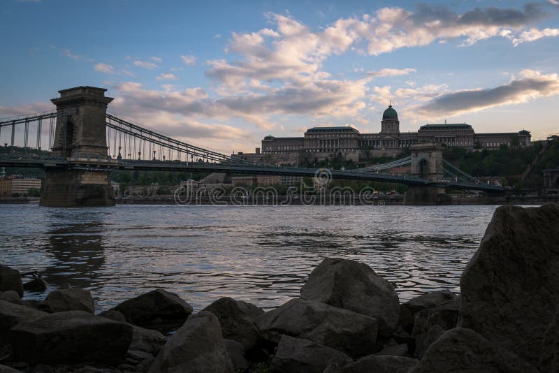 The Famous Chain Bridge with the Castle in the Background, Budapest ...
