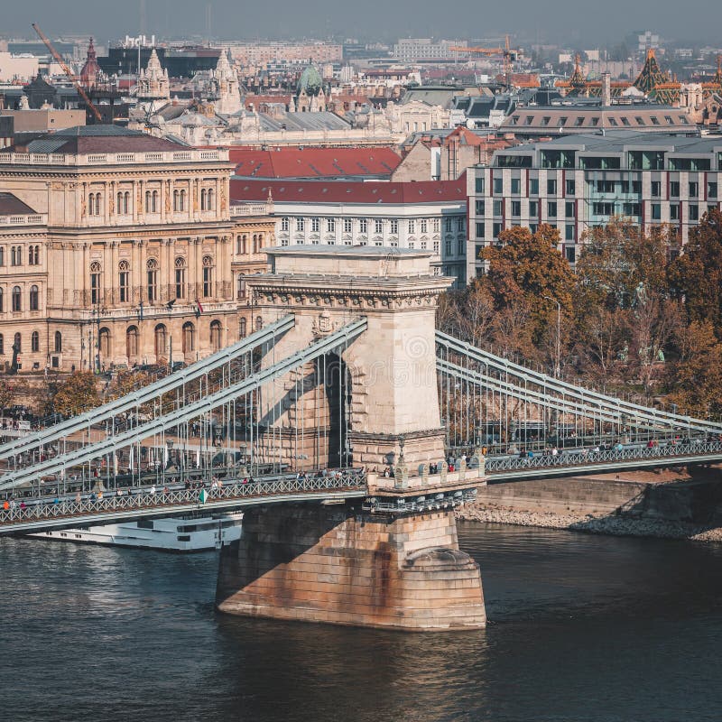 Famous Chain Bridge Over Danune River View from the Observation Deck ...