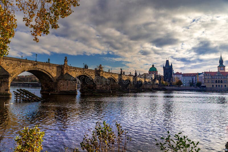 The Famous Charles Bridge in Prague, Czech Republic Stock Photo - Image ...