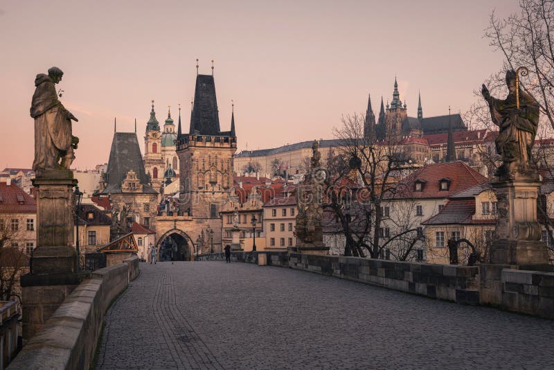 Famous Charles Bridge in Prague, Czech Republic Stock Photo - Image of ...