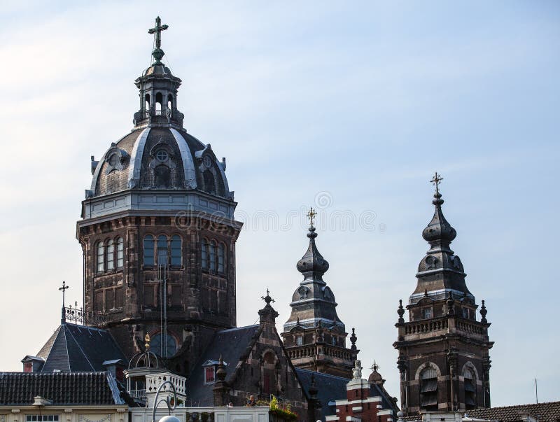 Famous City Buildings. Amsterdam - Netherlands. Stock Image - Image of ...