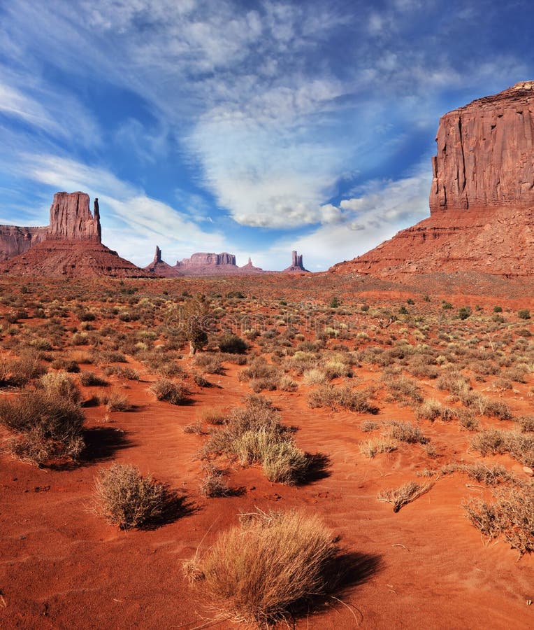 The Famous Cliffs Mittens in Monument Valley Stock Photo - Image of ...