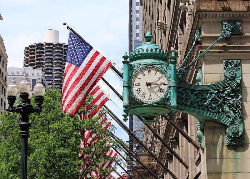 Famous clock in Chicago stock image. Image of famous - 31640025